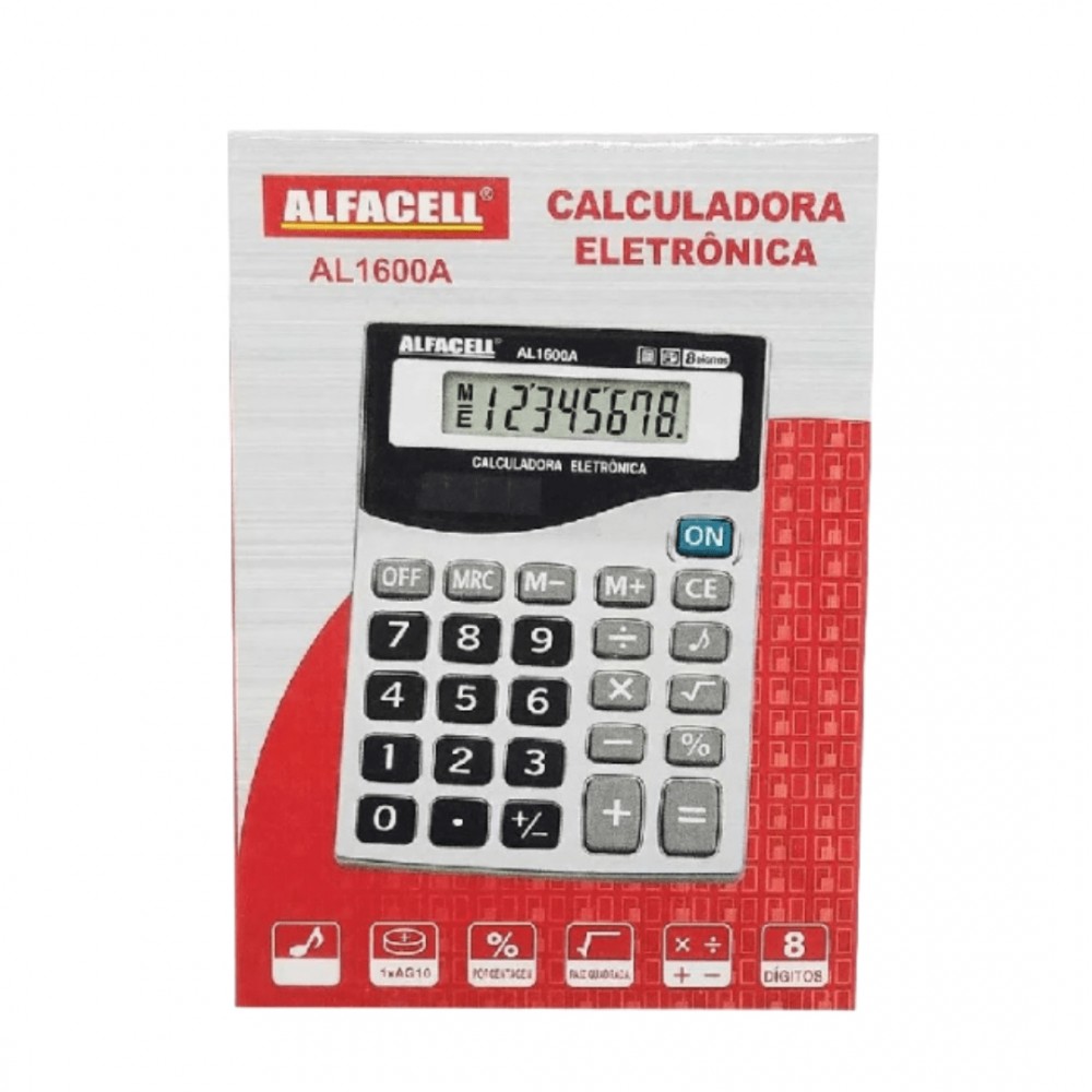 Calculadora Eletrônica Digital Com 8 Dígitos AL1600A